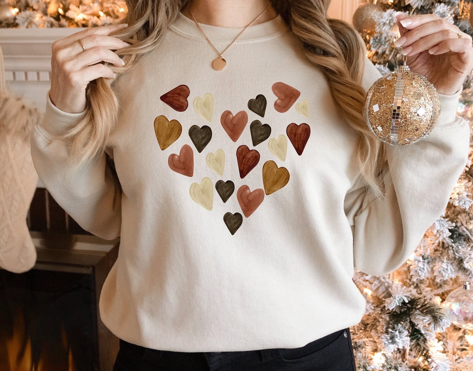 Artsy Melanin Skin Tone Kindness Watercolor Hearts Soft Graphic Tees ...