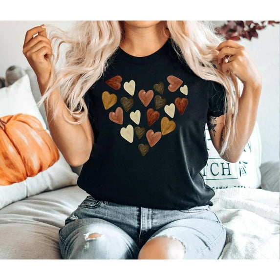 Artsy Melanin Skin Tone Kindness Watercolor Hearts Soft Graphic Tees ...