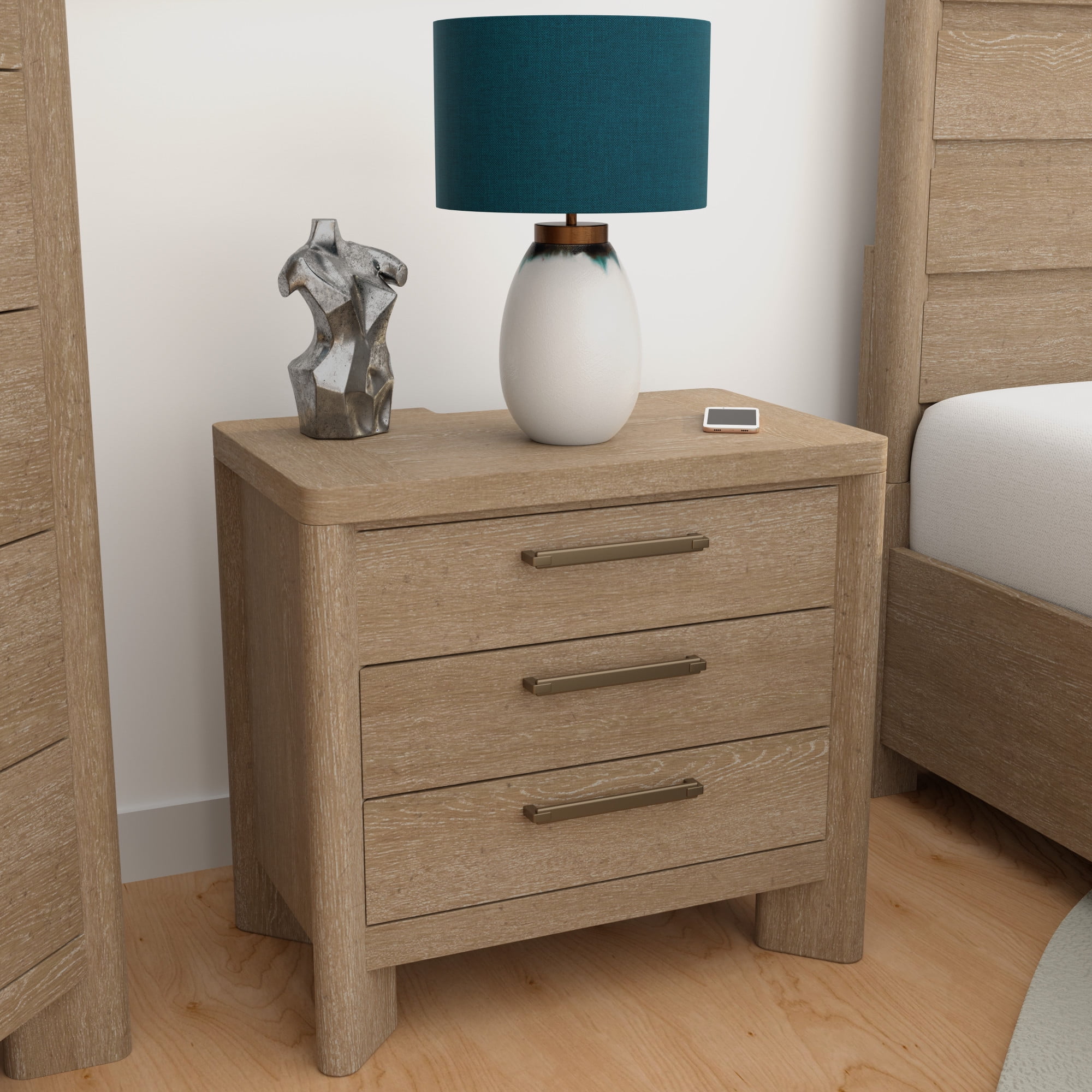 Artum Hill Bhurna Sand Dune 28 Tall 3 Drawer Nightstand with USB