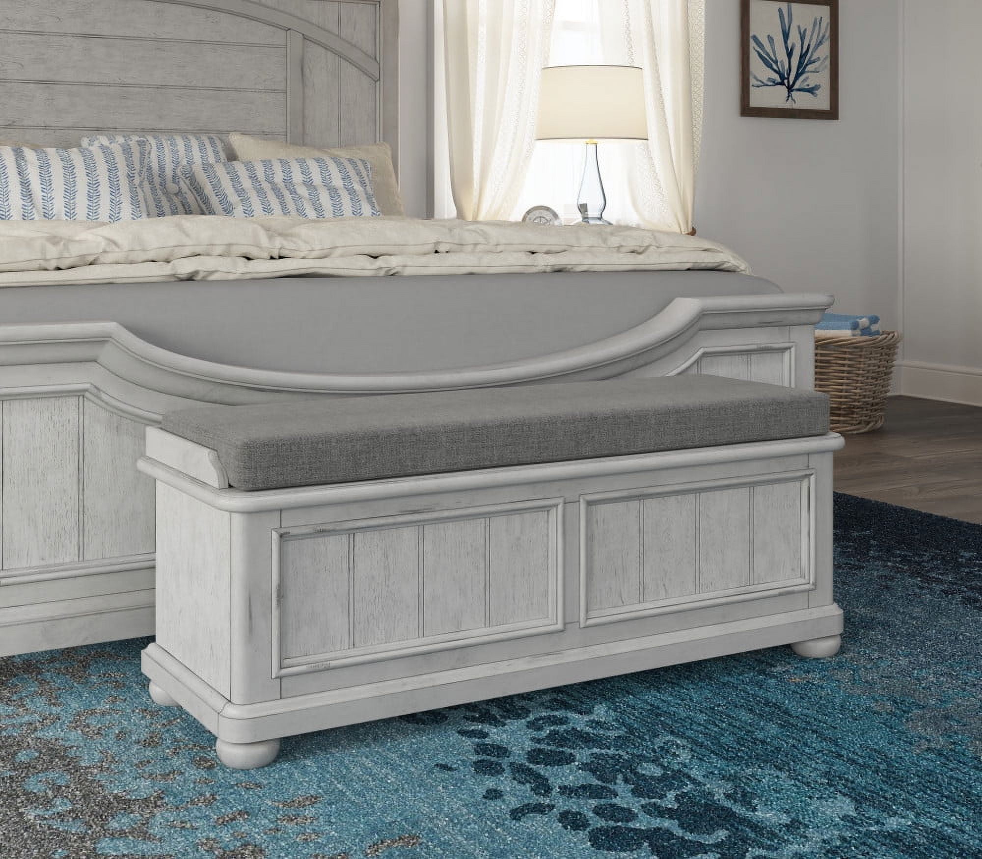 Artum Hill Ezra Oyster Shell Gray 19" Tall Wood Storage Bench with ...