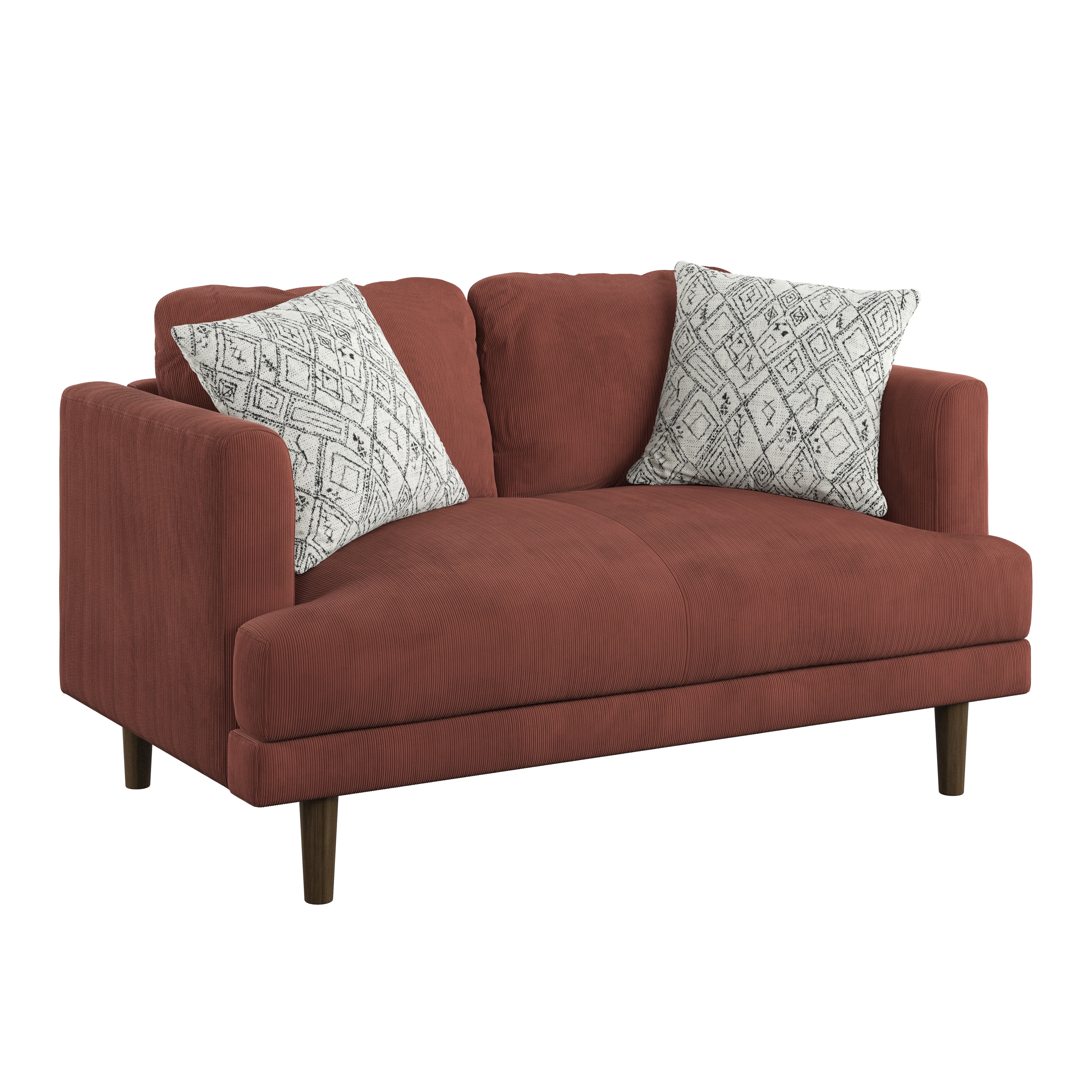 Artum Hill Keaton Paprika Red 58" Wide Modern Upholstered Loveseat ...