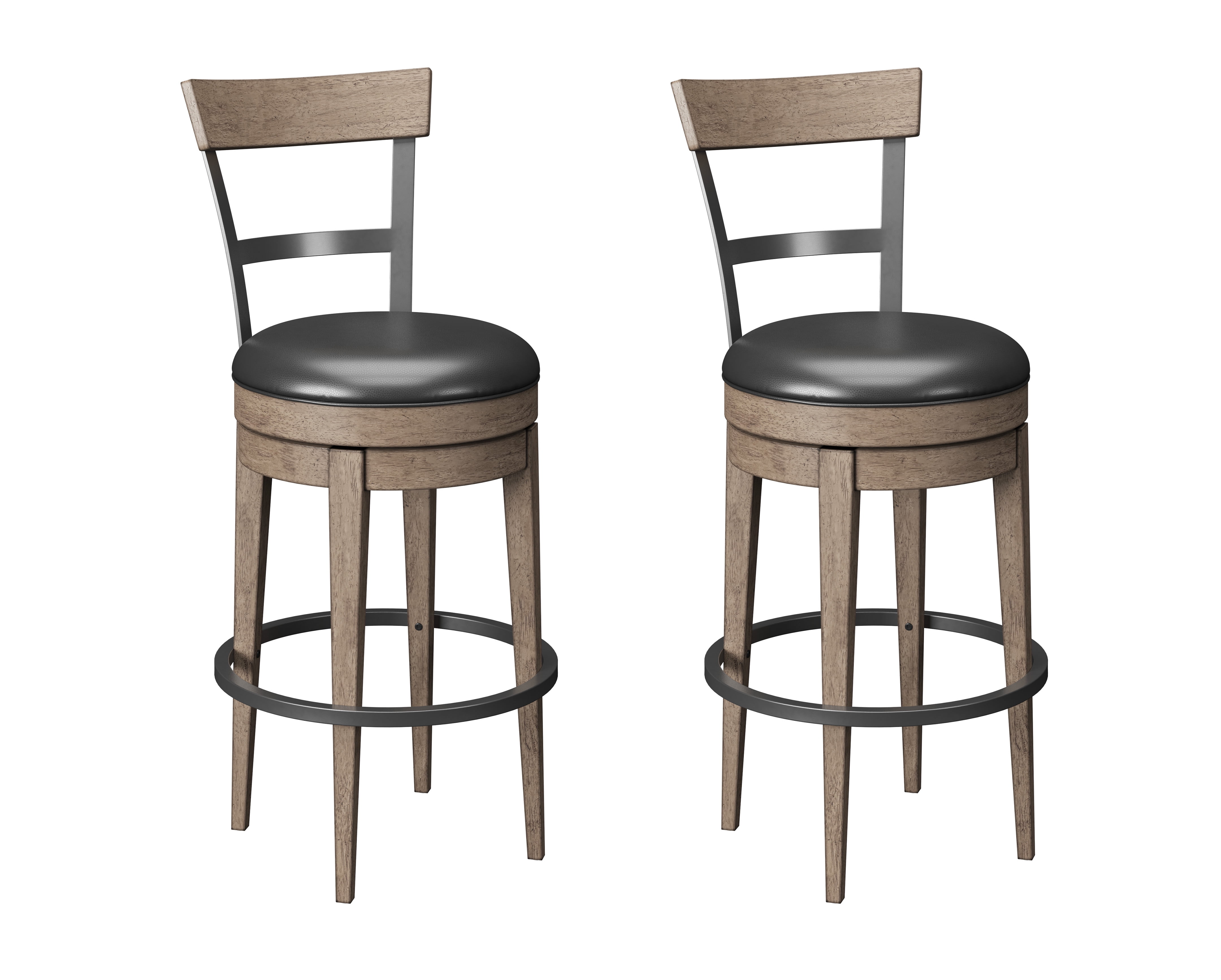 Artum Hill Morrison Pecan Brown 28" Seat Height Faux Leather and Wood ...