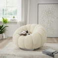 "Artum Hill Upholstered Pumpkin Accent Chair with Curved Arms, Cream ...