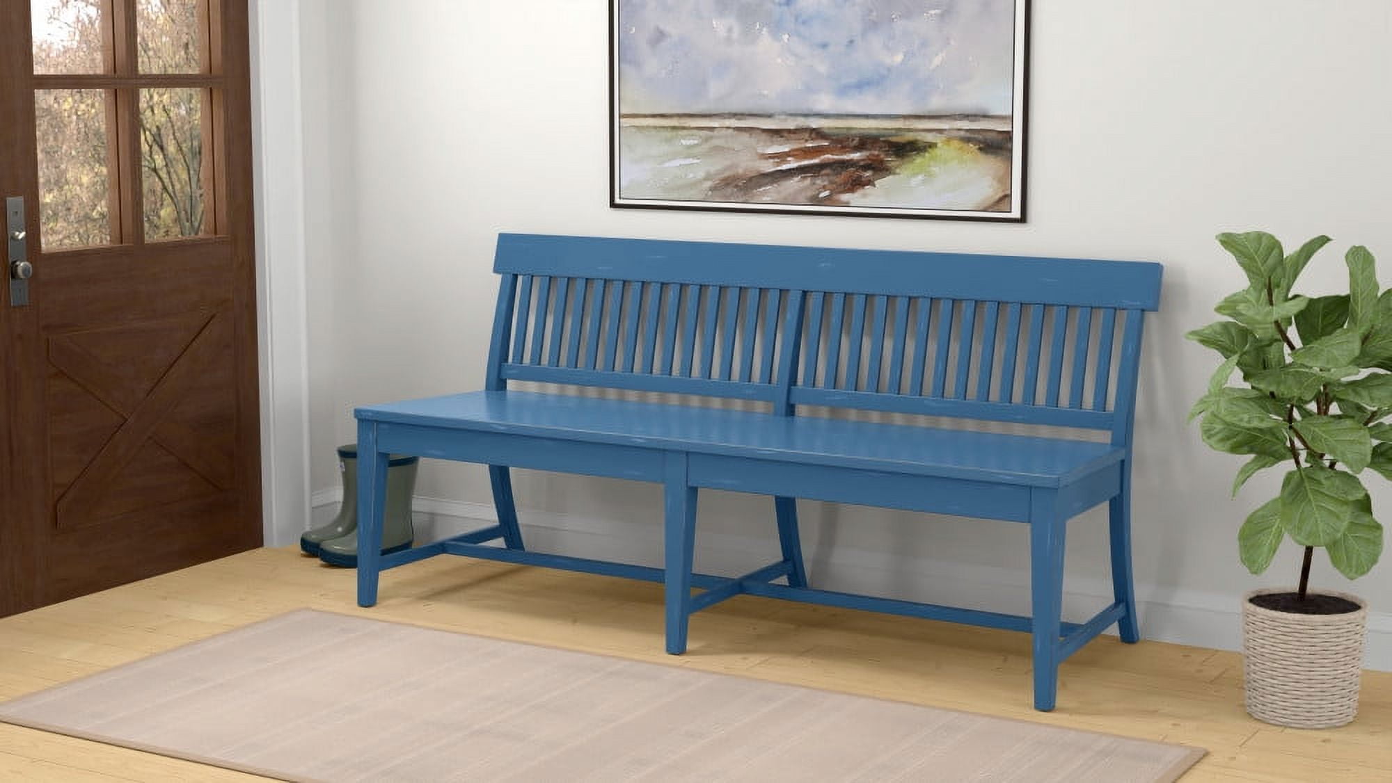 Artum Hill Riley Antique Blue 66" Wide Dining Bench with Distressing ...