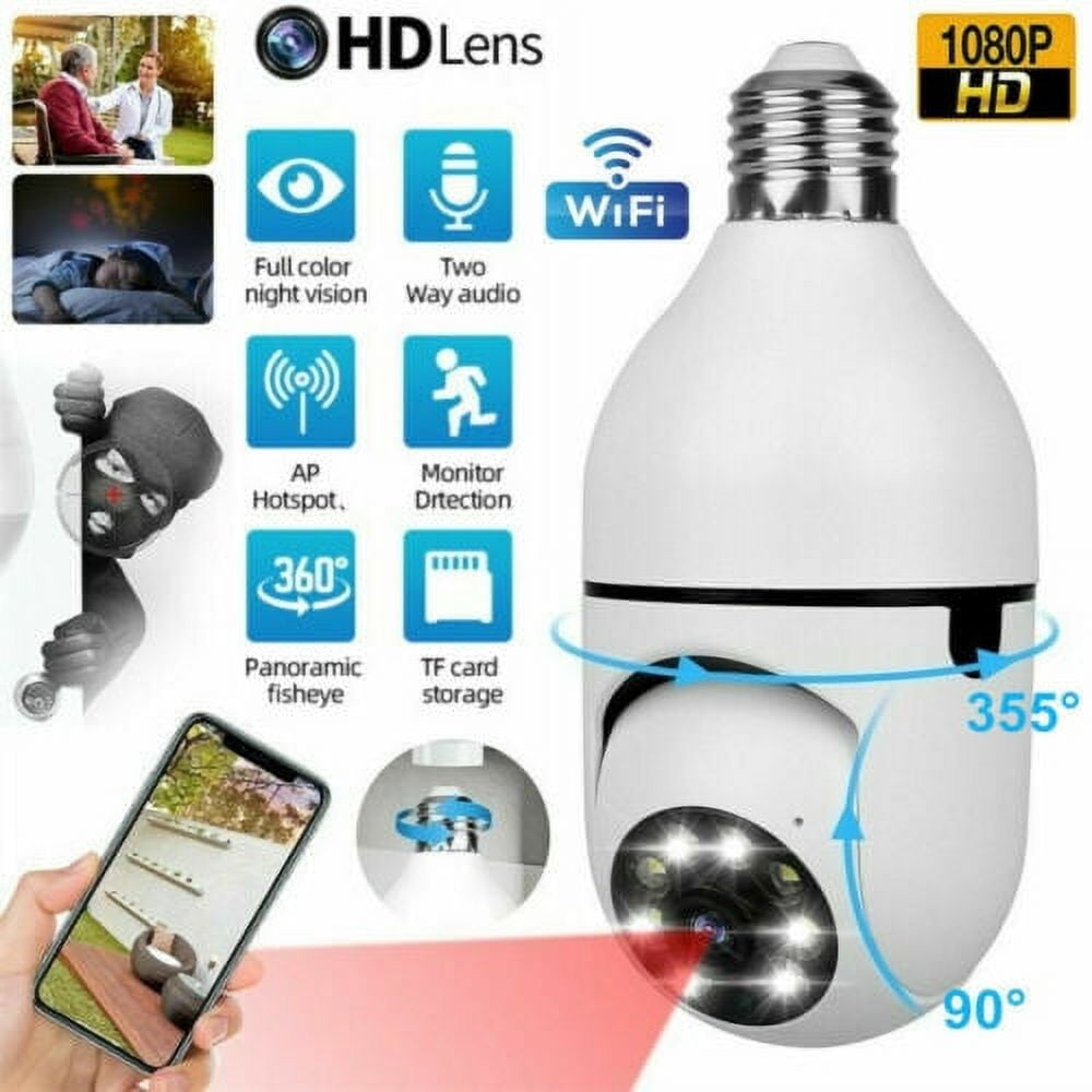 Arturesthome 1080P WiFi Camera Light Bulb Security Home Camera Wireless ...