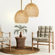 Arturesthome White Handwoven Rattan Boho Pendant Lighting Fixtures ...