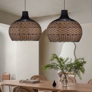 Arturesthome 1 Lights Wicker Pendant Light for Kitchen Island Ceiling ...