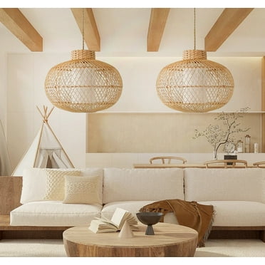 Arturesthome White Handwoven Rattan Boho Pendant Lighting Fixtures ...
