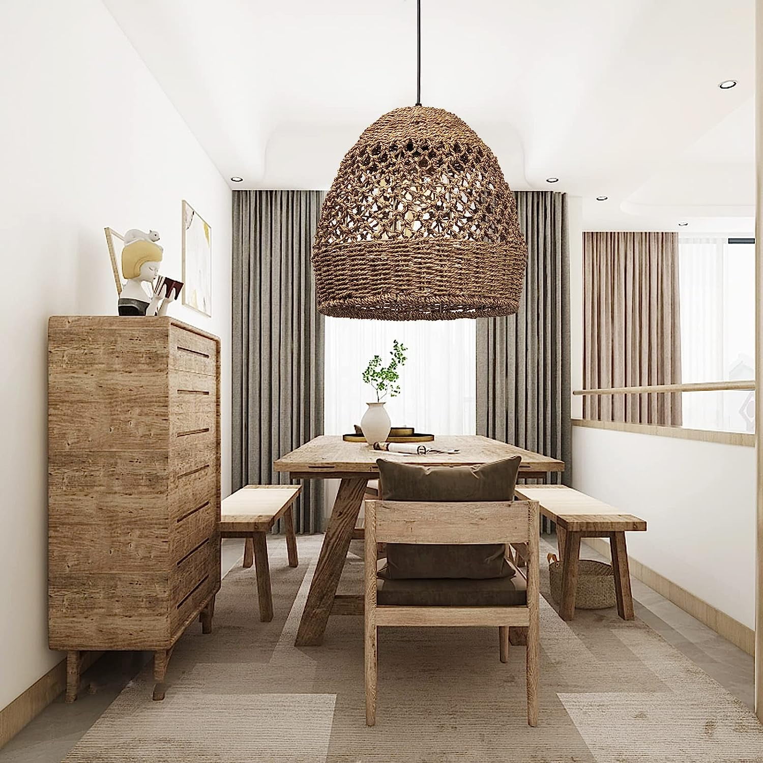 Arturesthome Creative Seagrass Pendant Lamp Rattan Lampshade Handmade ...