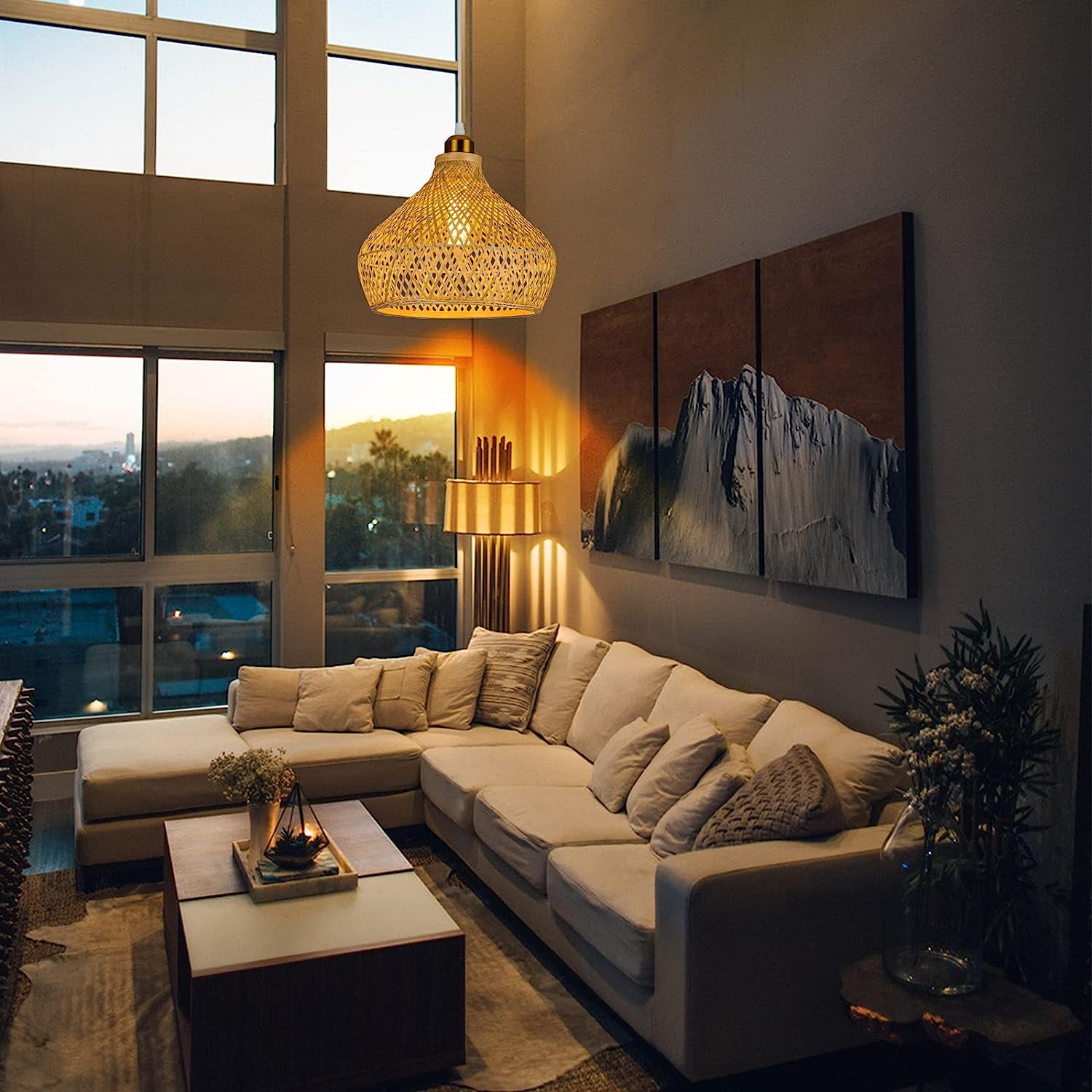 Arturesthome Hand Woven Bamboo Pendant Light, Rattan Single Light ...