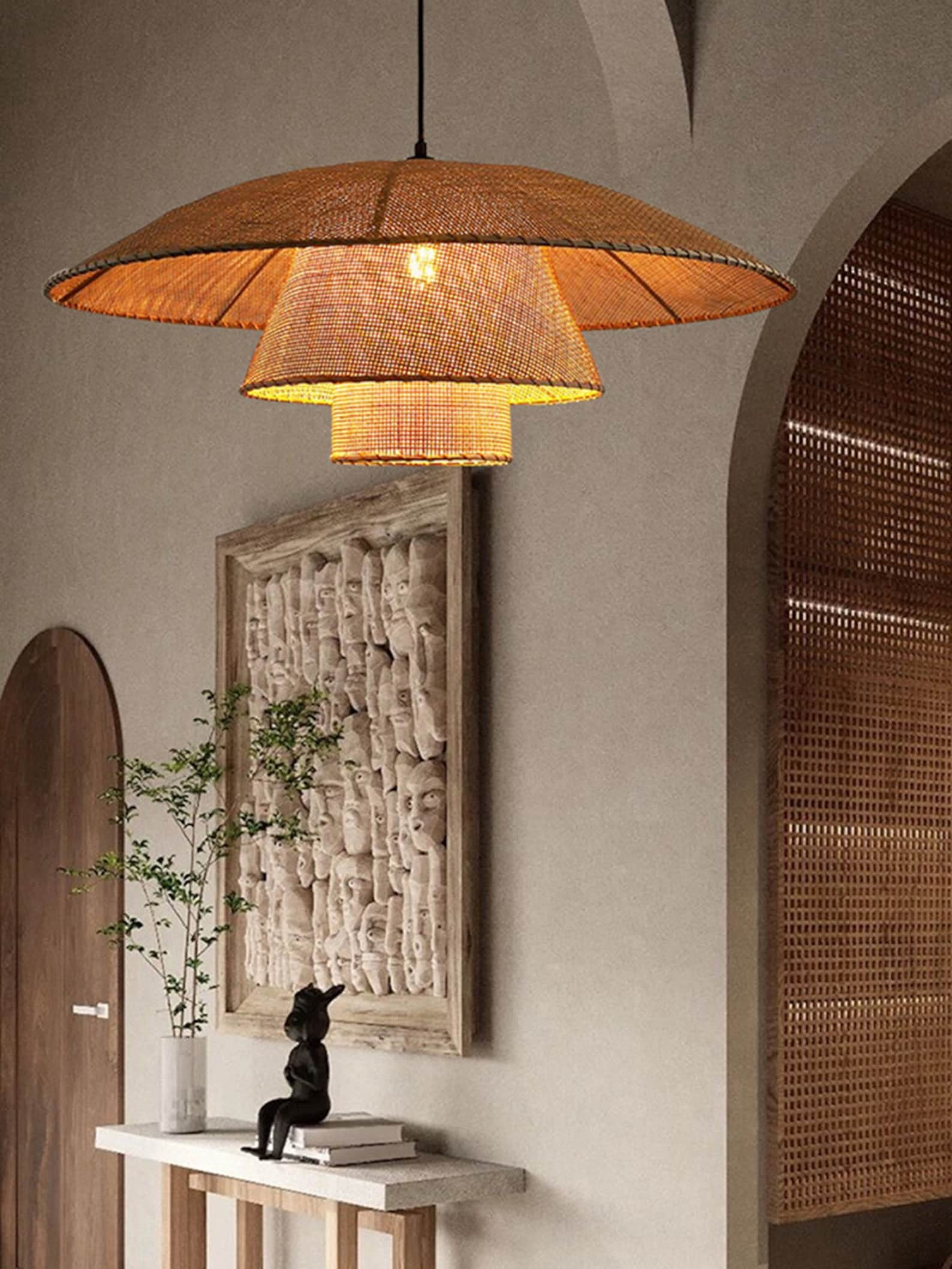 Arturesthome Handwoven Rattan Pendant Lights, Rattan Lampshade,Bamboo ...