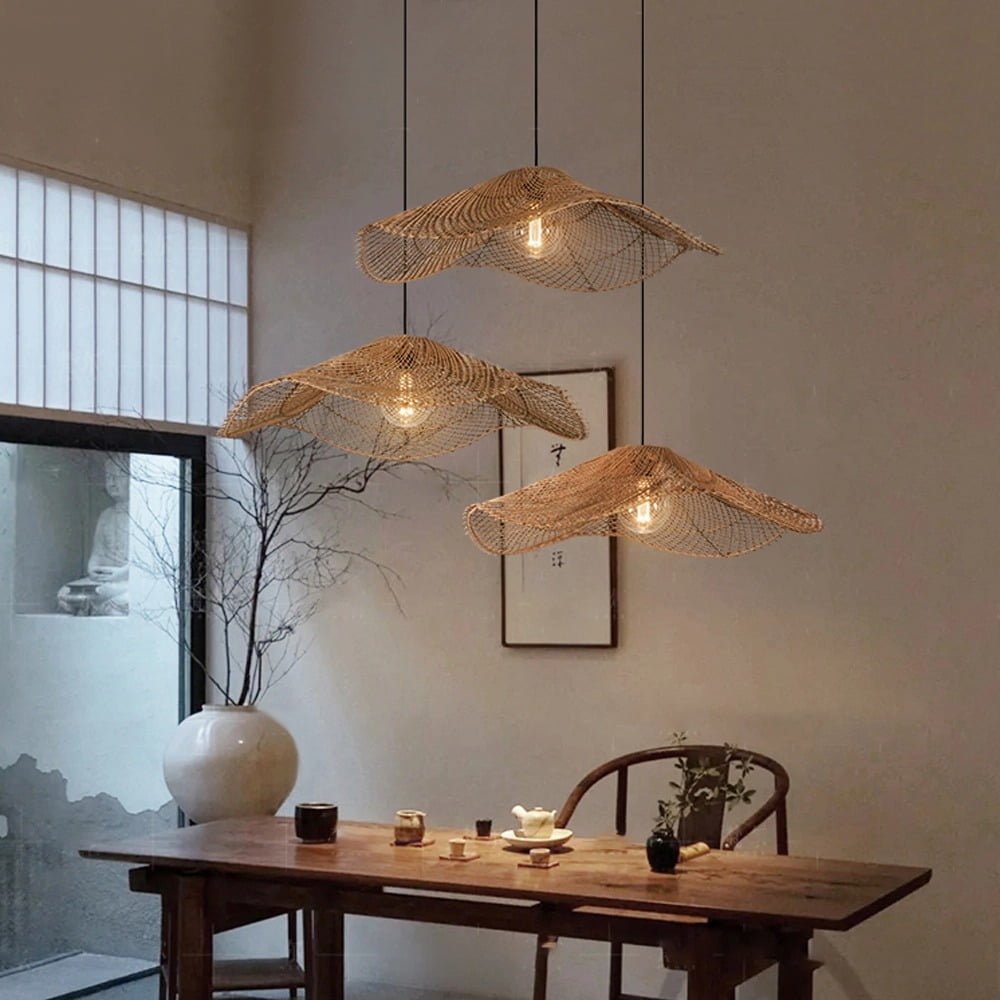 Arturesthome Handwoven Straw Hat Restaurant Pendant Light Wabi-sabi ...