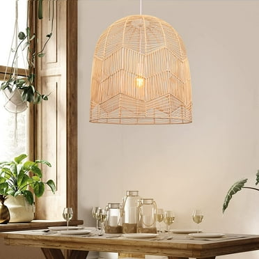Arturesthome White Handwoven Rattan Boho Pendant Lighting Fixtures ...