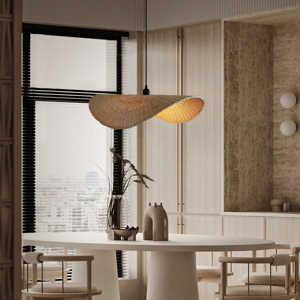 Arturesthome Japanese Rattan Light Pendant Wabi-sabi Retro Straw Hat ...