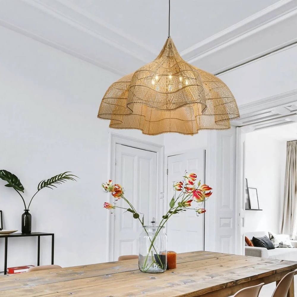 Arturesthome Justina Rattan Pendant Light Wabi Sabi Wicker Chandelier - Walmart.com