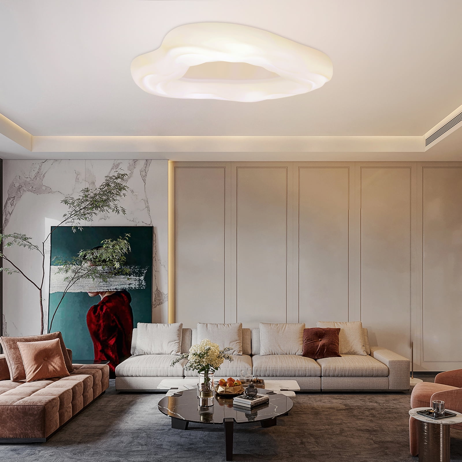 Arturesthome Modern White Ceiling Light Fixture, Flush Mount Chandelier Kids Room, Bedroom Lamp ...