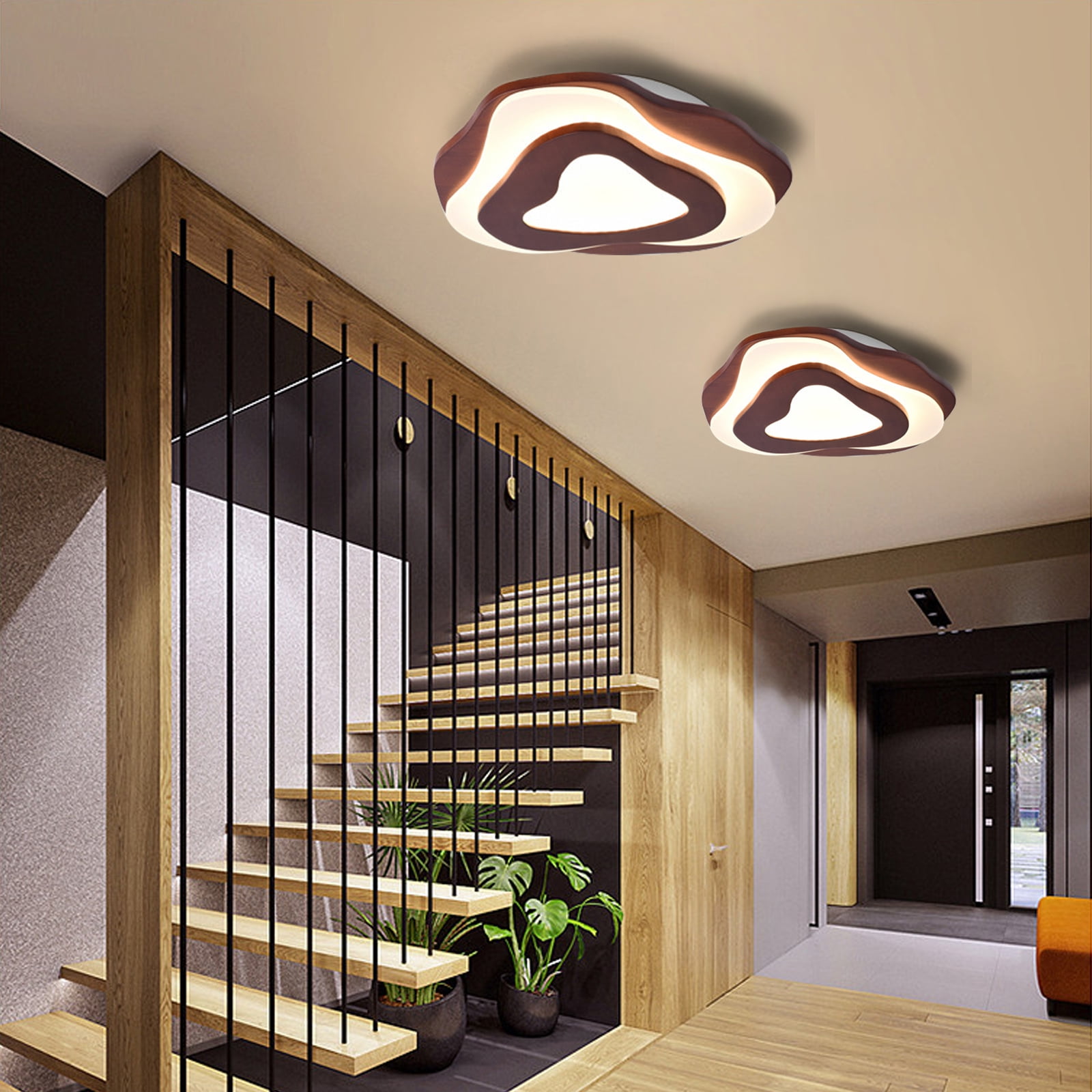 Arturesthome Nordic Irregular Flush Mount Solid Wooden Ceiling Light ...