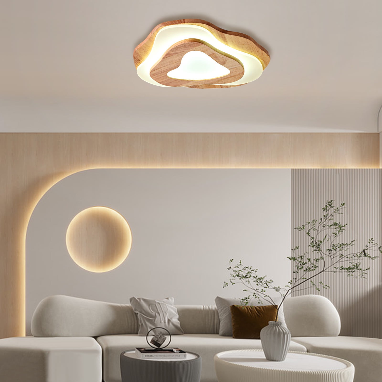 Arturesthome Nordic Irregular Flush Mount Solid Wooden Ceiling Light ...