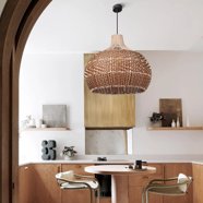 Arturesthome White Handwoven Rattan Boho Pendant Lighting Fixtures ...
