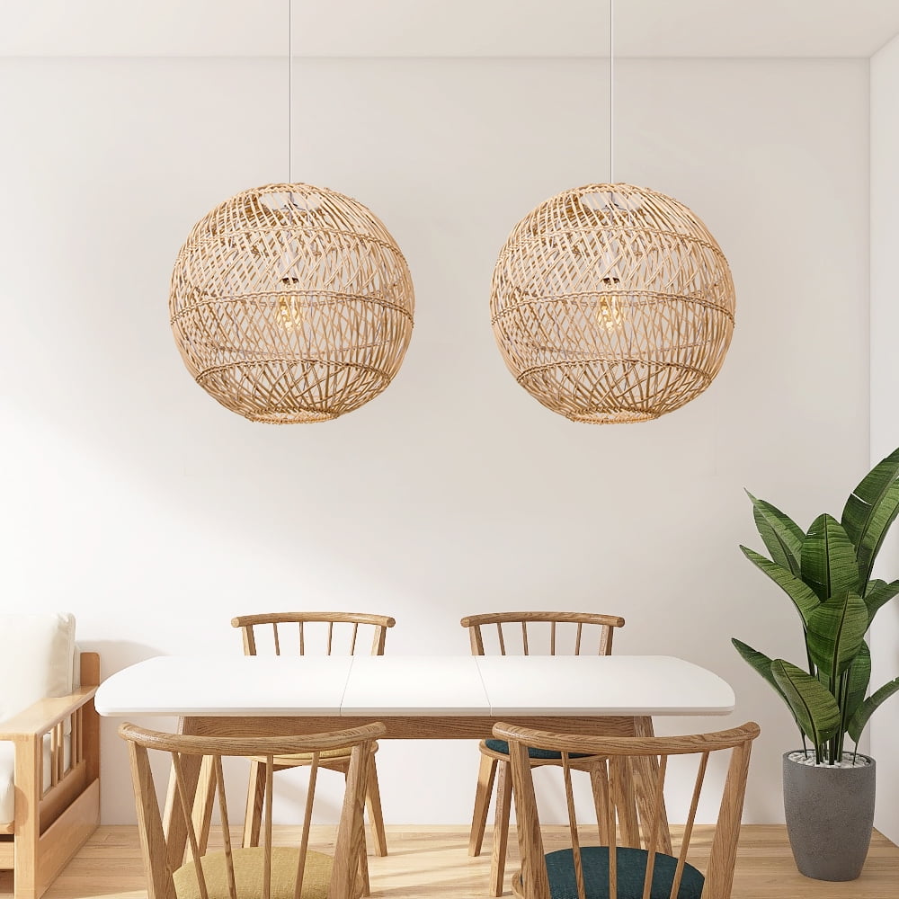 Arturesthome Rattan Pendant Lights Globe Hand Woven Boho Light Fixtures ...
