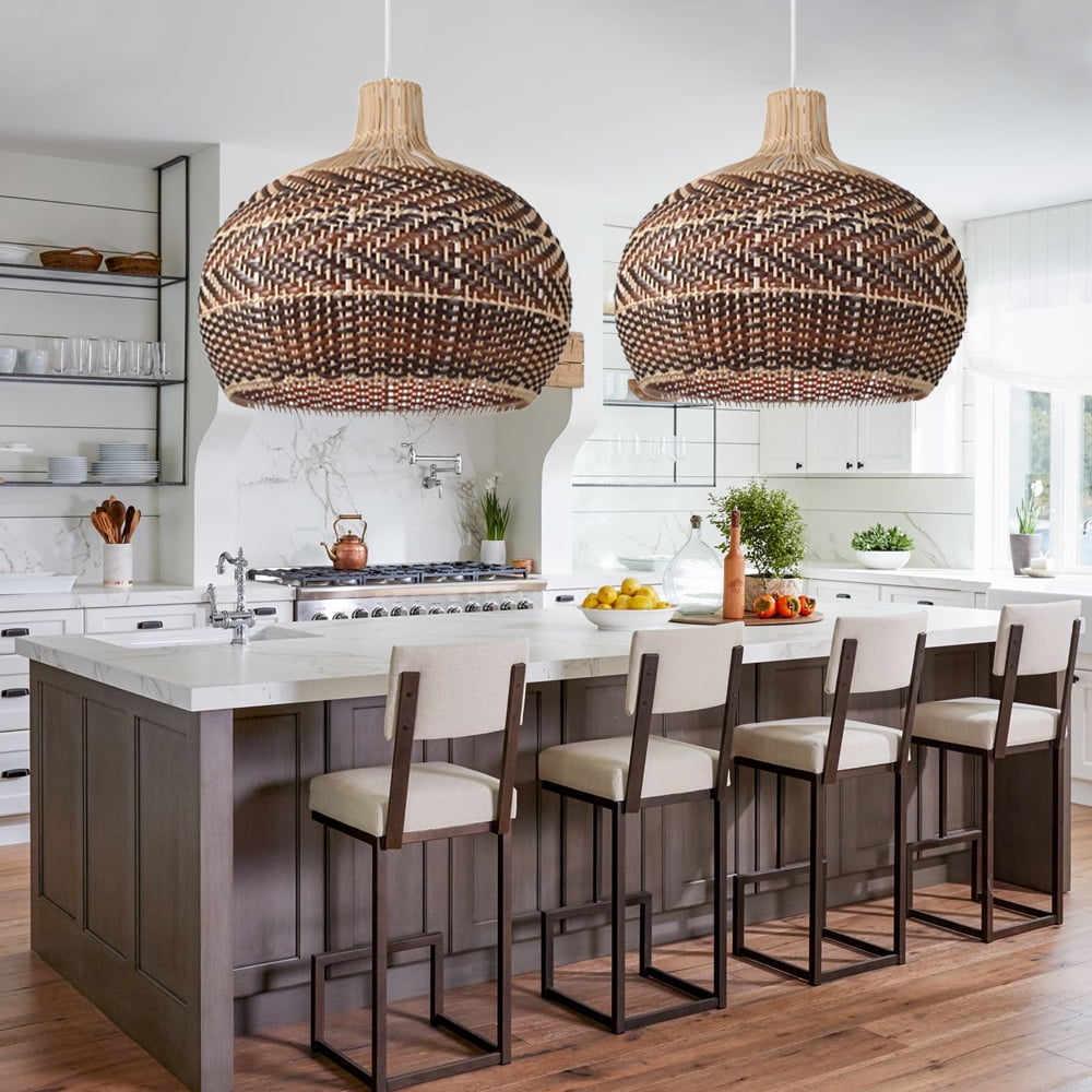 Arturesthome Rattan Pendant Lights Wicker Chandelier Boho Basket ...