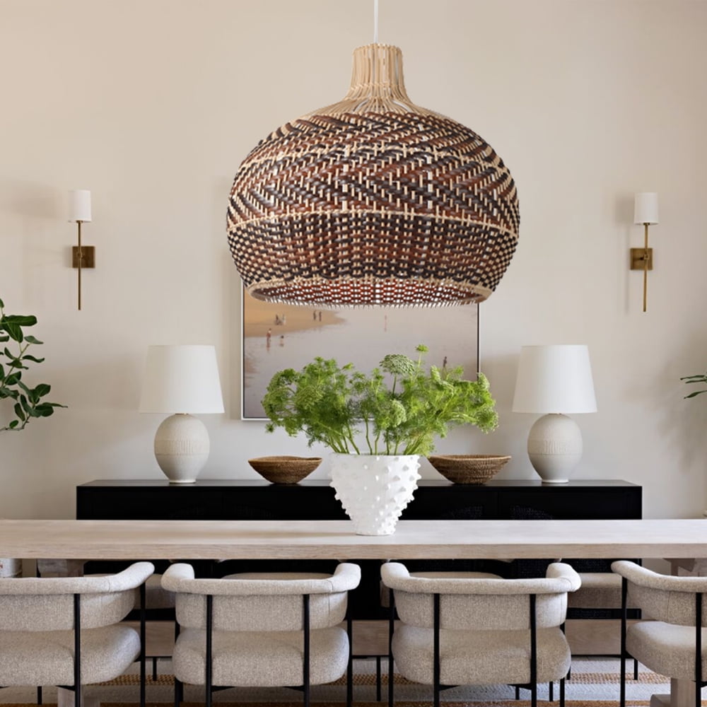 Arturesthome Rattan Pendant Lights Wicker Chandelier Boho Basket ...