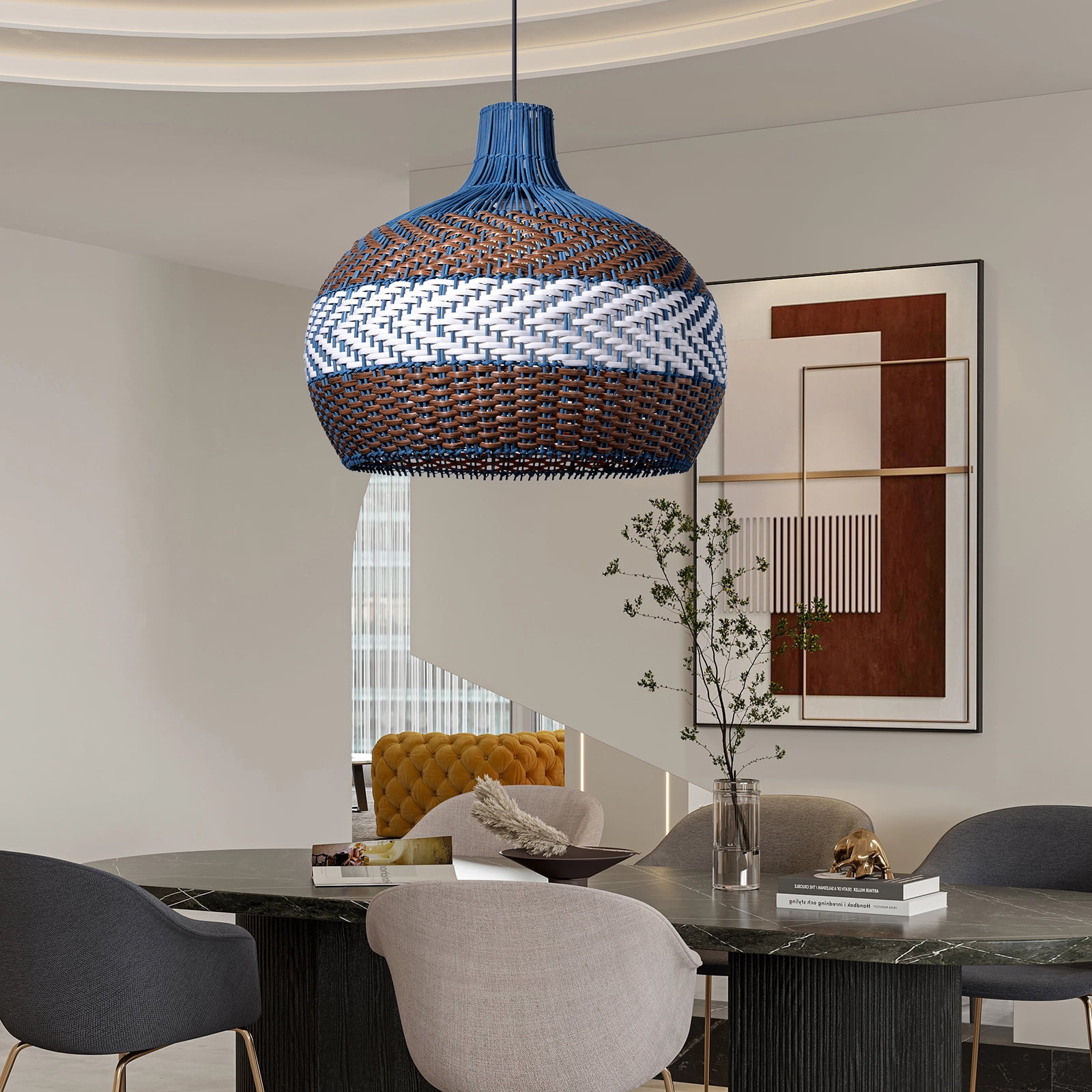 Arturesthome Rattan Pendant Lights for Kitchen Island,Rattan Chandelier ...