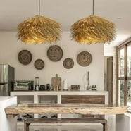 Arturesthome White Handwoven Rattan Boho Pendant Lighting Fixtures ...