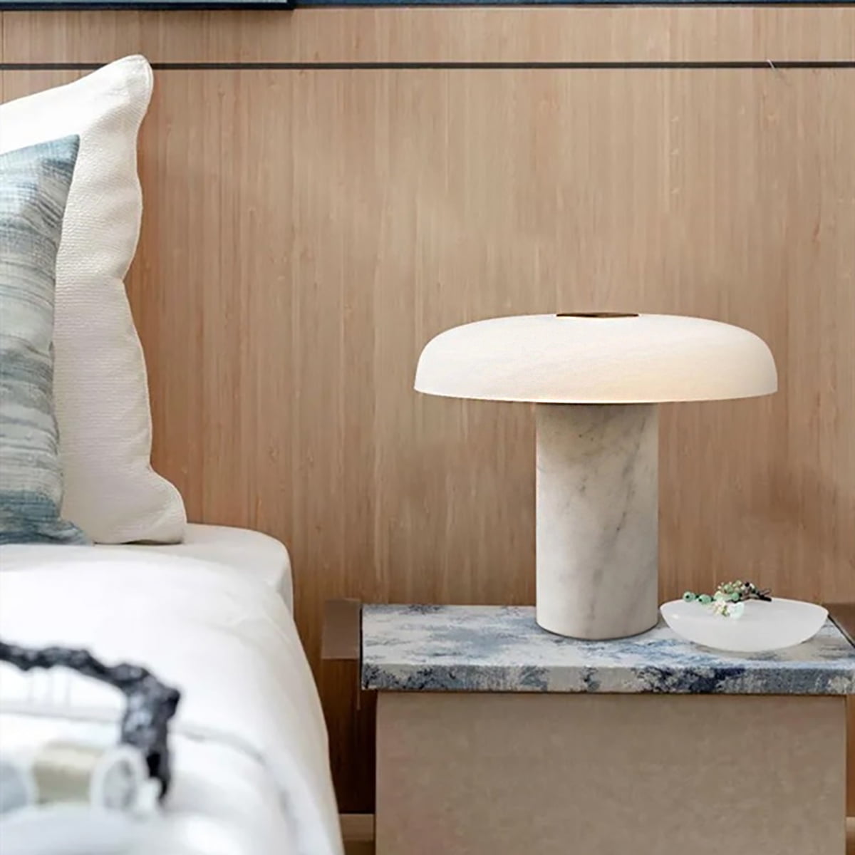 Arturesthome Wabi-Sabi Travertine Mushroom Table Lamp Bedroom Bedside ...