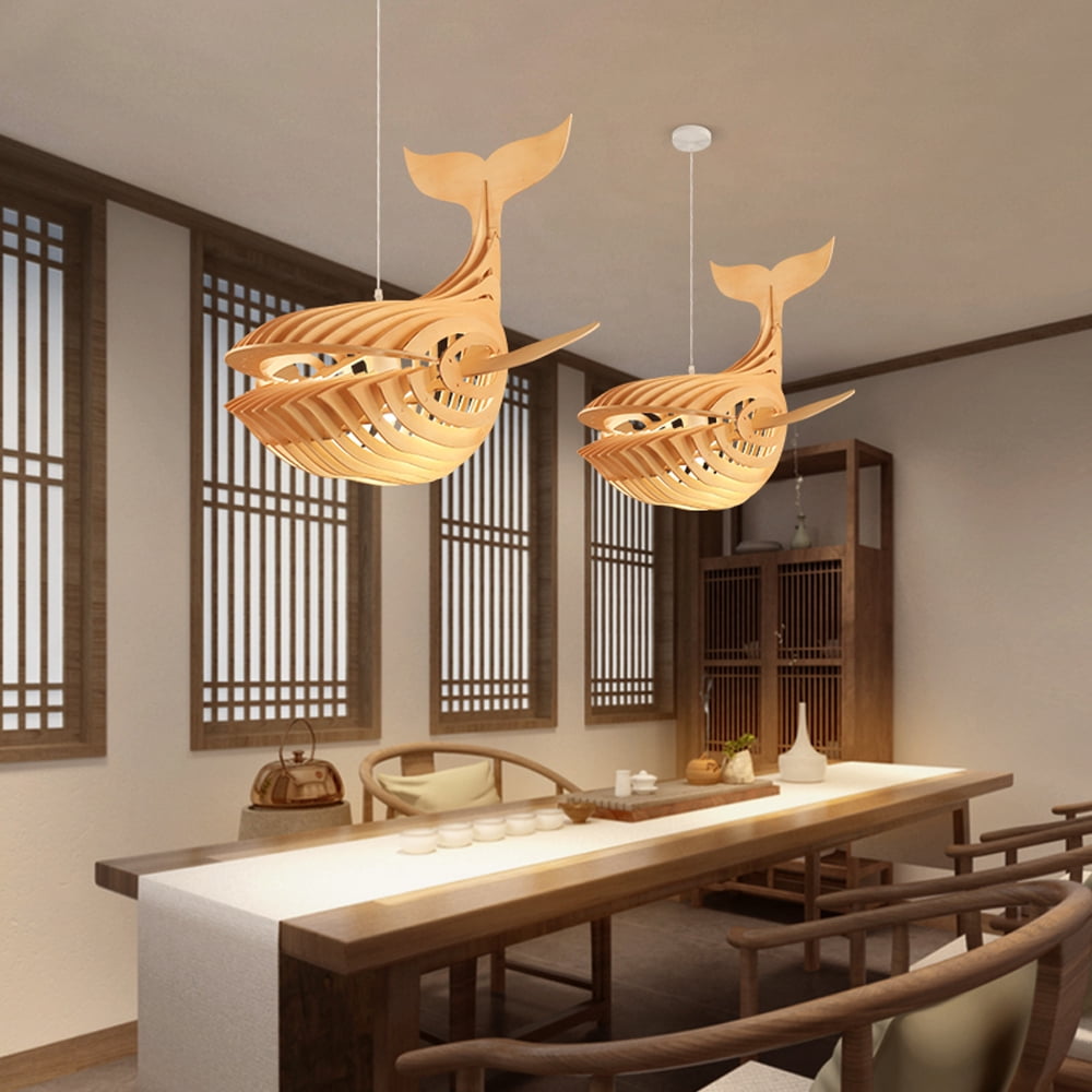 Arturesthome Whale Wood Hanging Pendant Light Whale Hanging Lamp ...