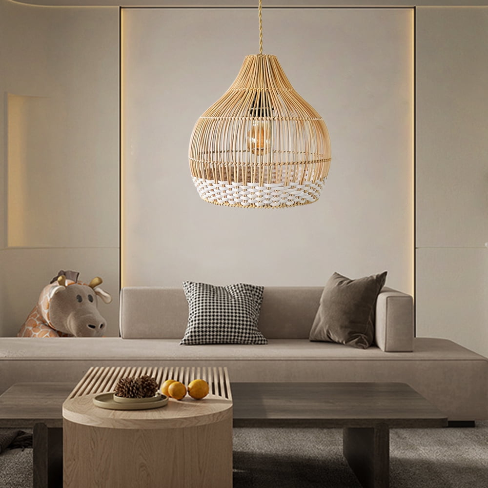 Arturesthome White Thread Rattan Pendant Lamp Shade For Dining room ...