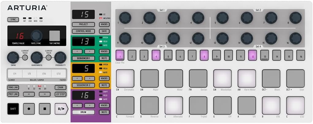 Arturia BeatStep Pro Controller and Sequencer — Aftertouch, Velocity Sensitive, With 2 ...