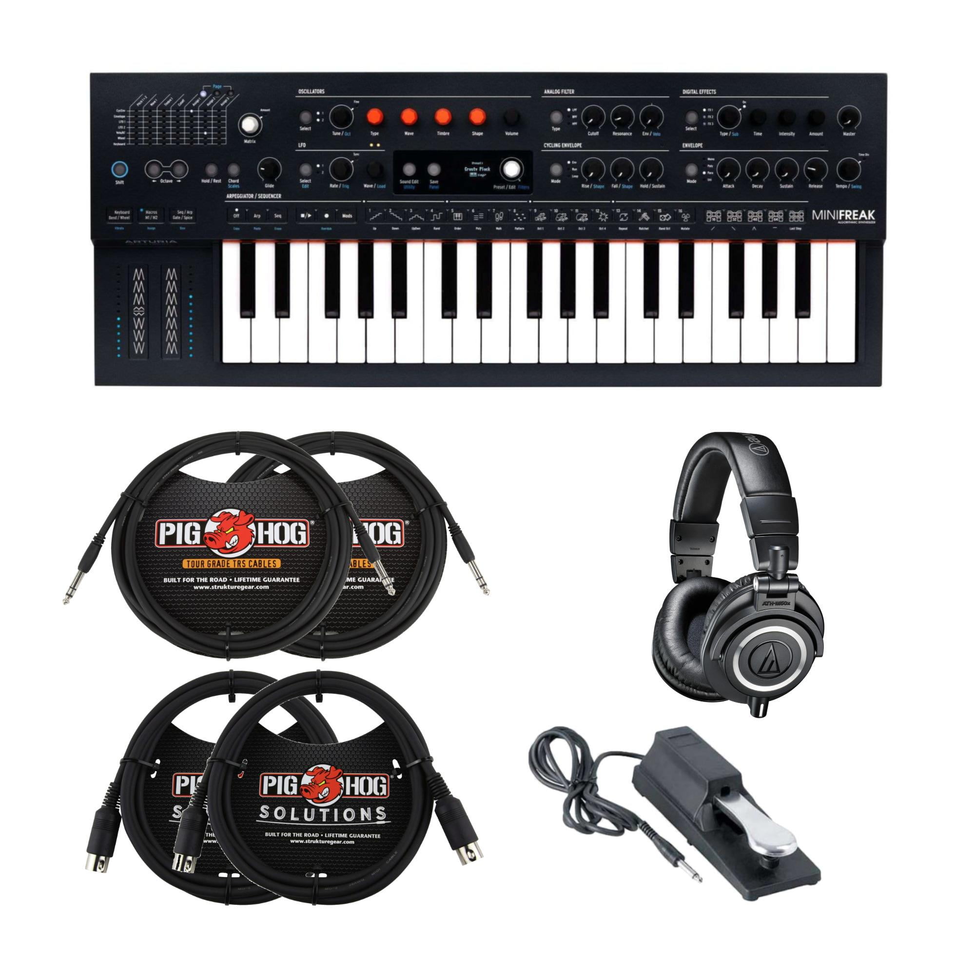 Arturia MiniFreak 37-Key Synthesizer with M50x Headphones, Pedal, and ...