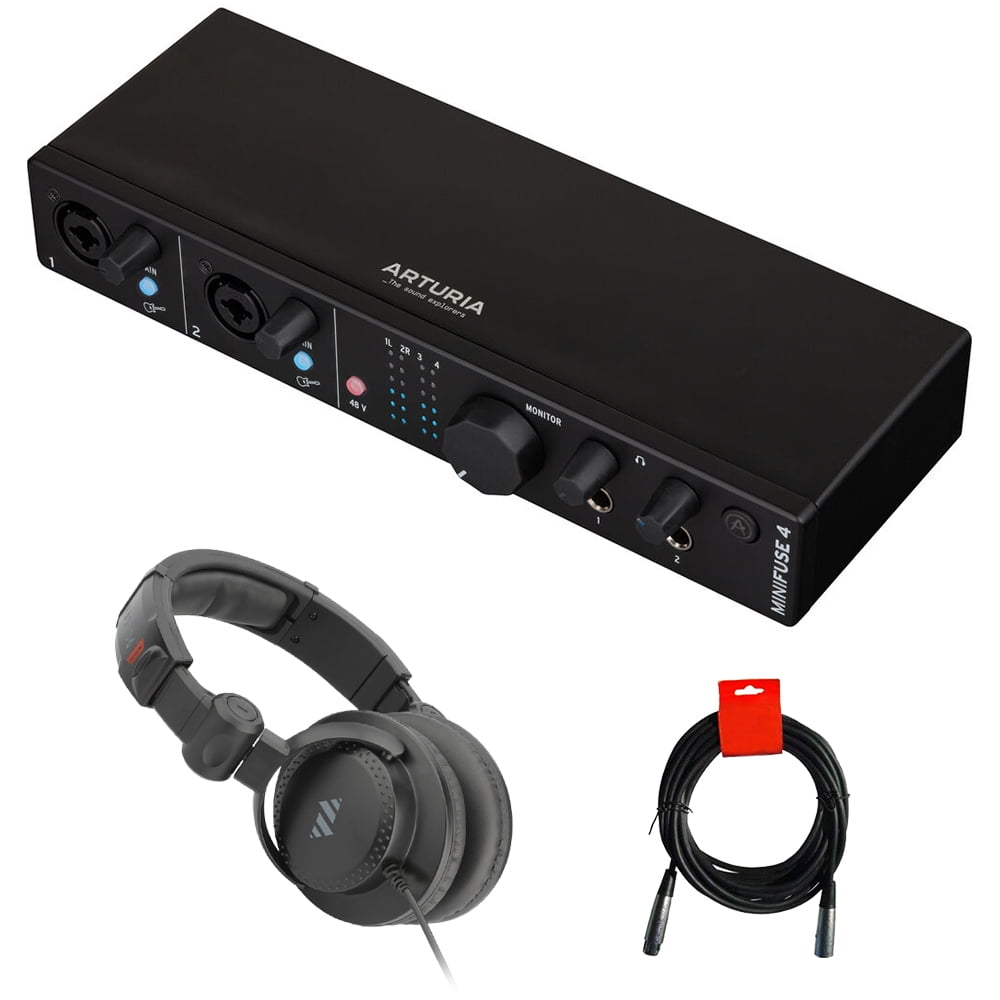 Arturia MiniFuse 4 Portable 4x4 USB Audio/MIDI Interface (Black) Bundle ...