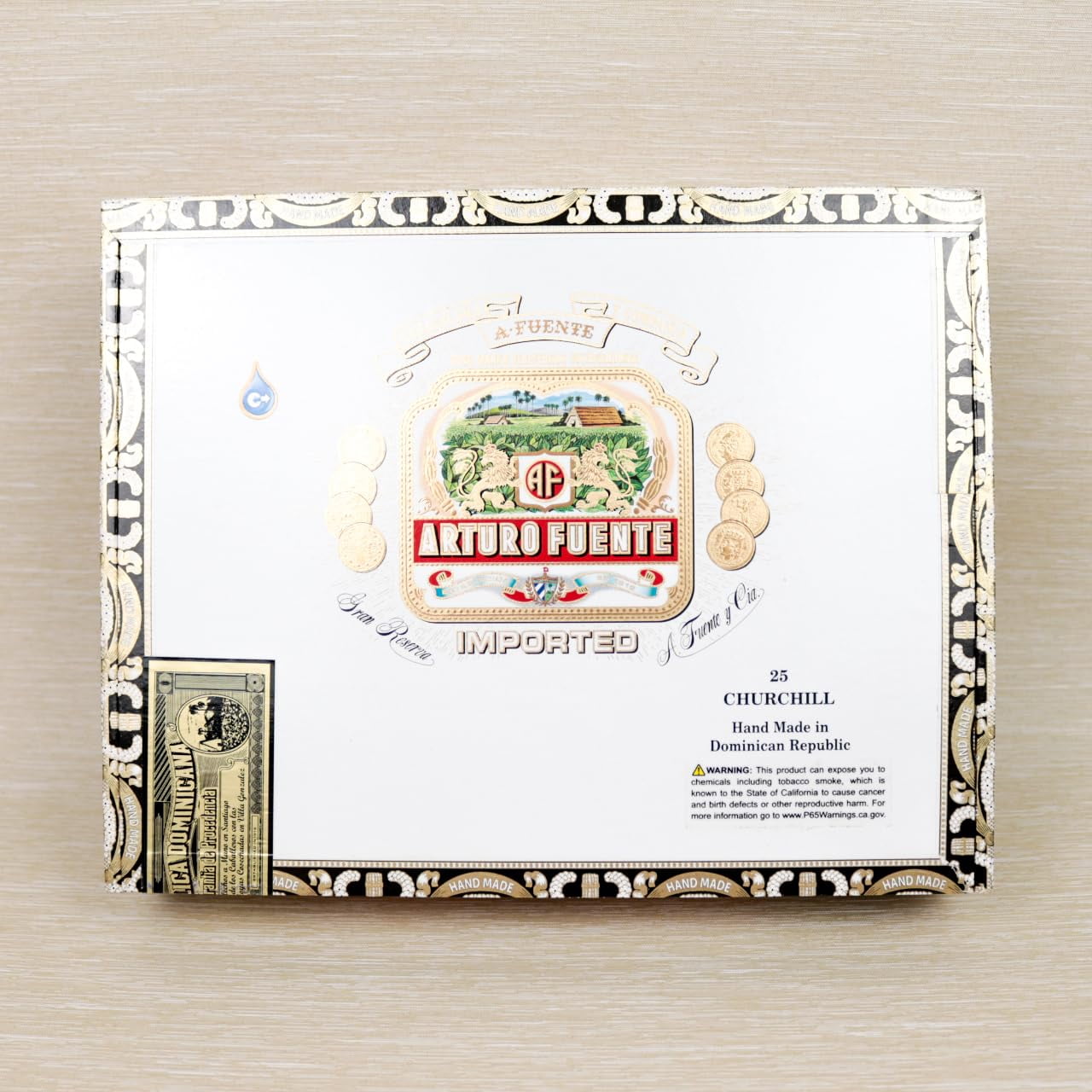 Arturo Fuente Churchill Long Filler Empty Wood Cigar Box 10" x 7.75" x ...