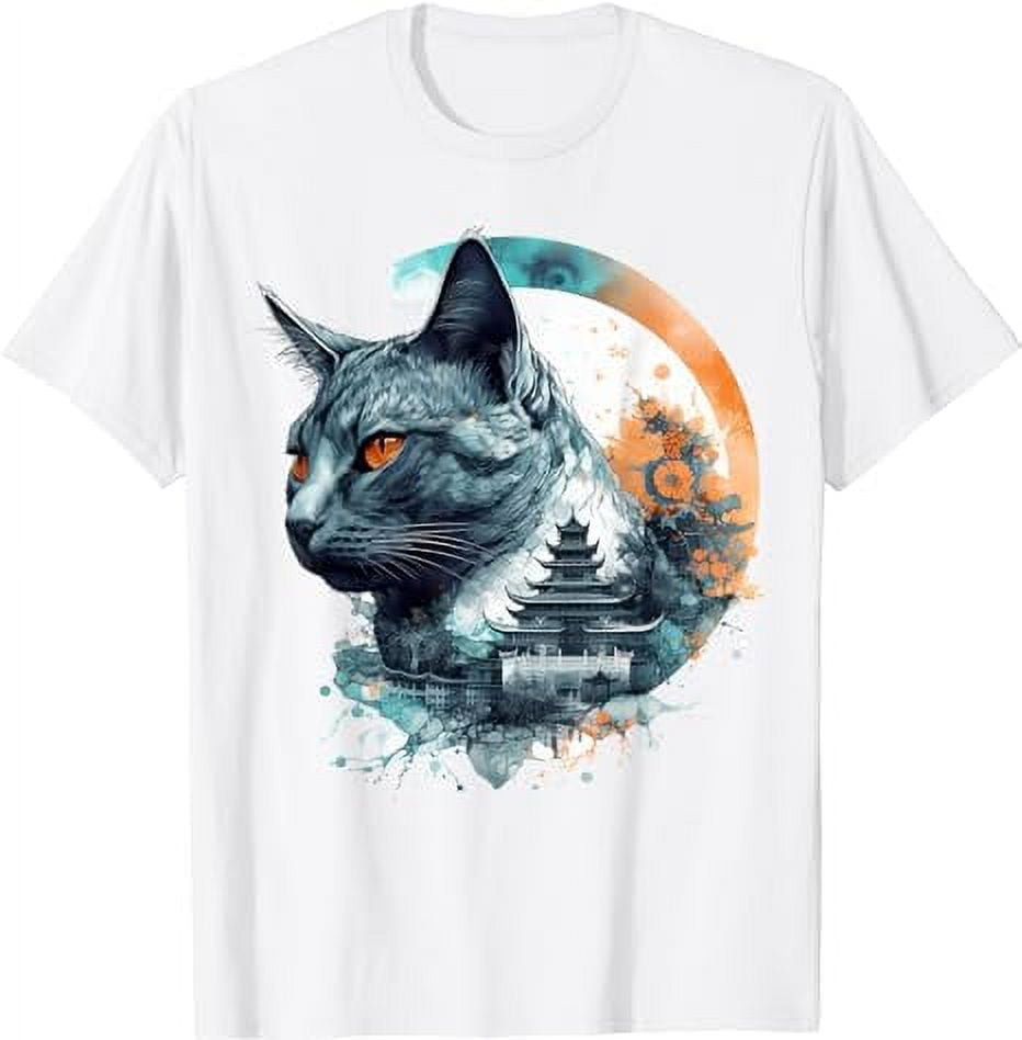 Artwork - Architecture Cat Motif Animal Cat T-Shirt - Walmart.com