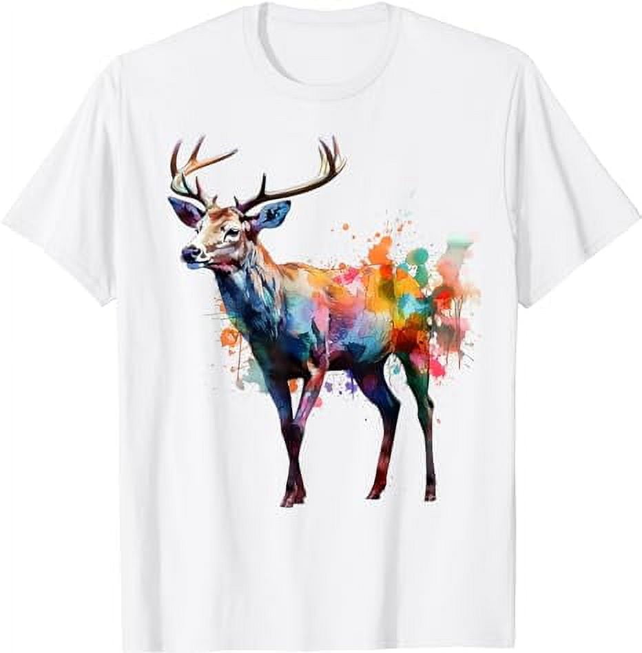 Artwork | Colorful Animal Motif Deer T-Shirt - Walmart.com