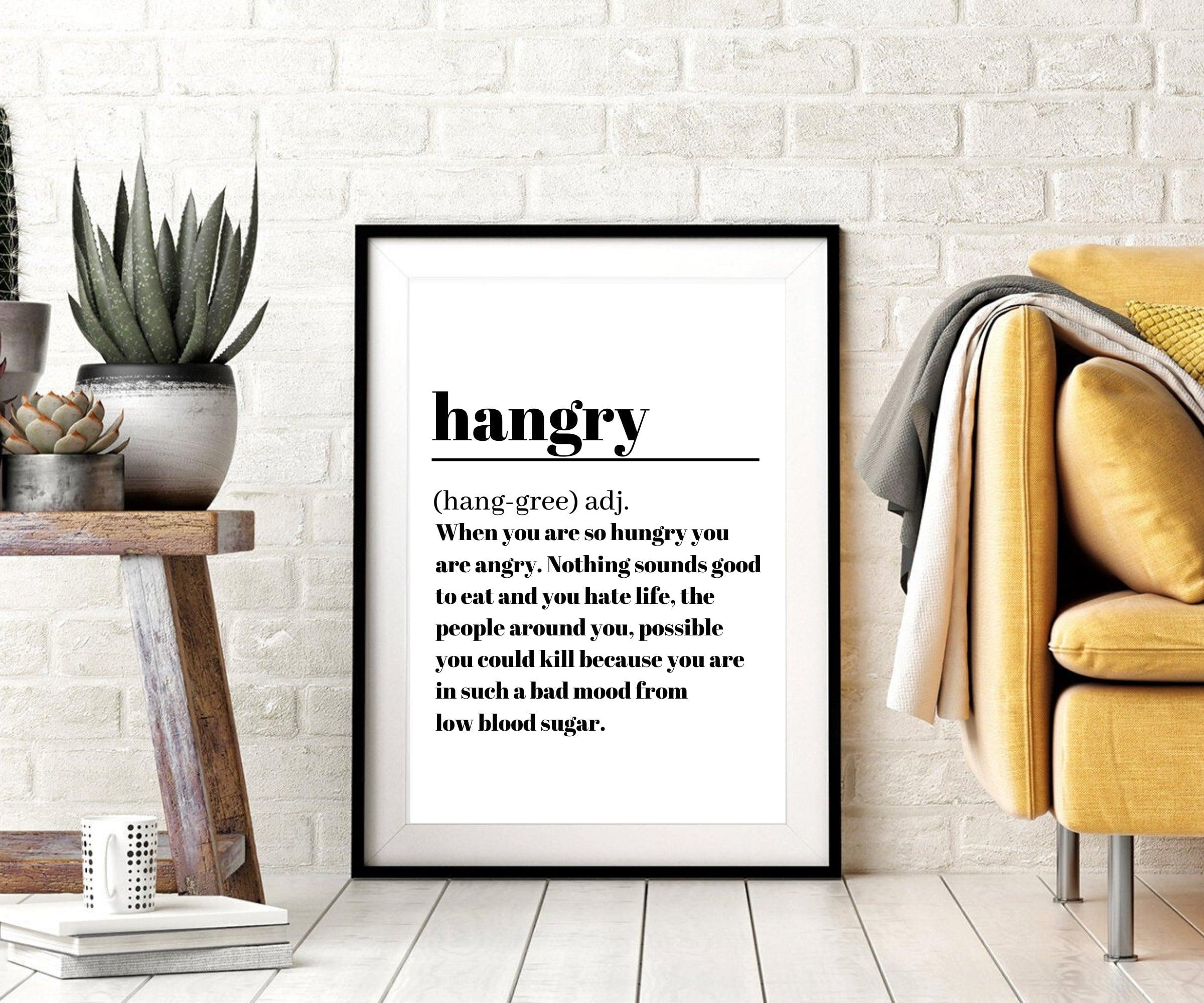 Artwork Hangry Typography kitchen wall art decor framed - Walmart.com