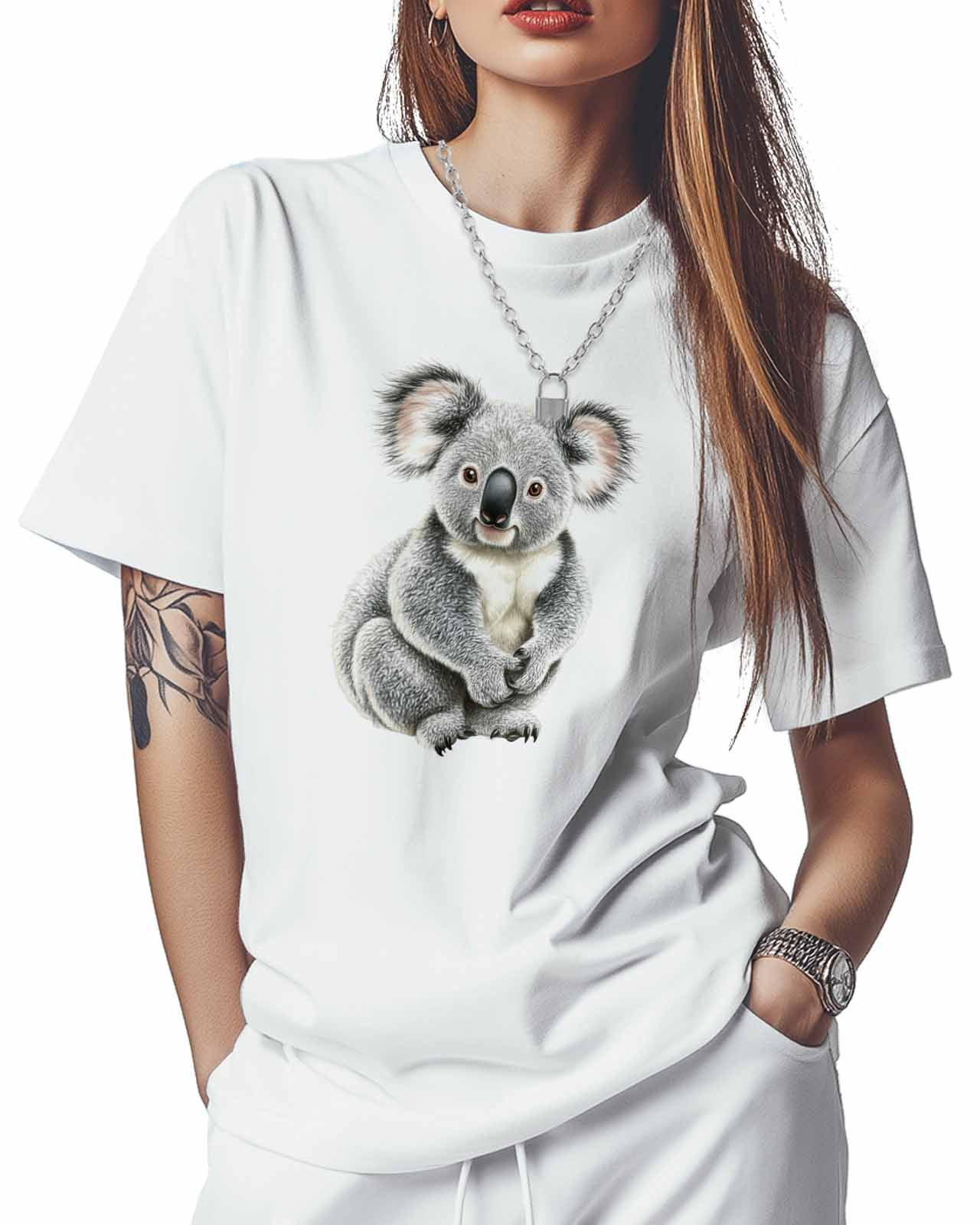 Artwork Koala Print T Shirts for Women, Short Sleeve Casual Summer Tees ...