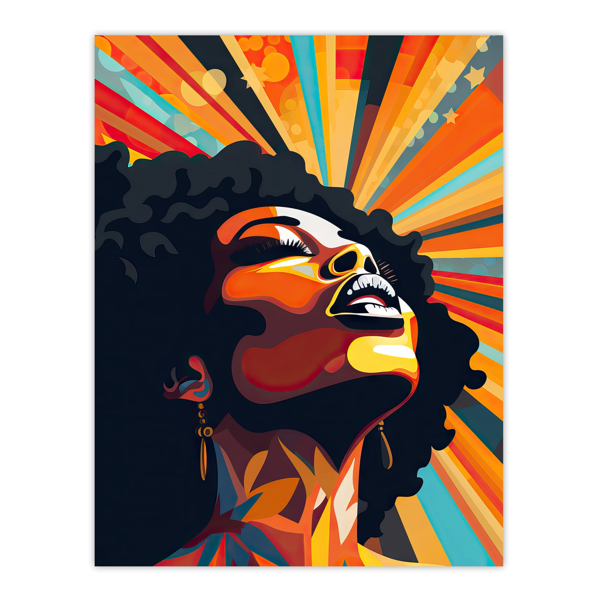Artwork Of Black Woman Announcing She Is Strong Starburst Large Wall ...
