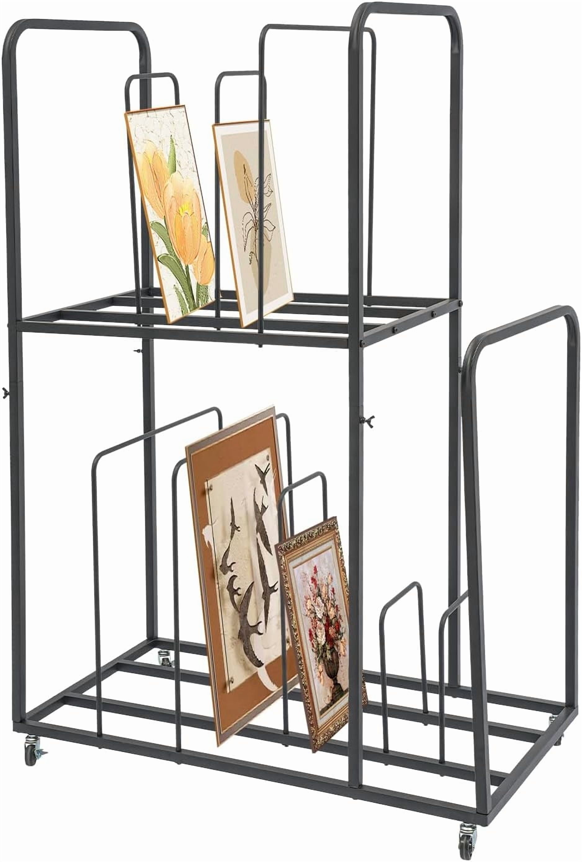 Artwork Storage Rack, 2-Tier 4 Universal Wheels (2 Equipped with ...