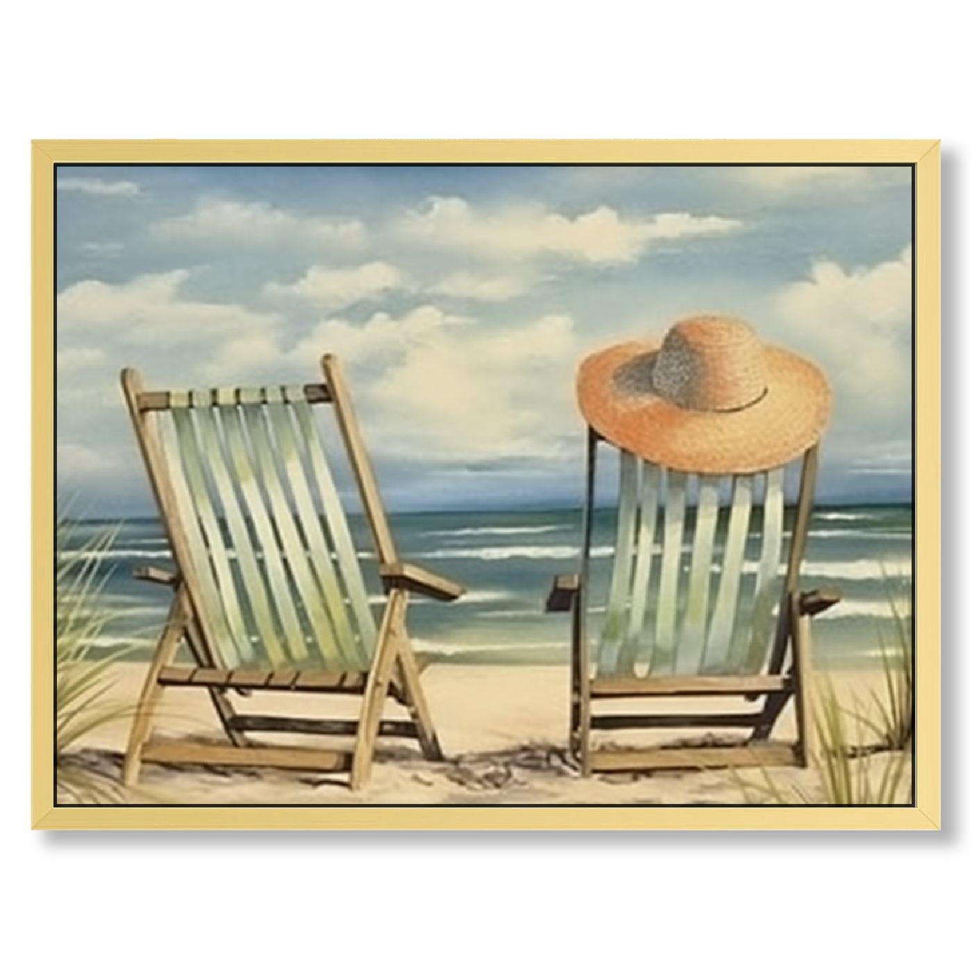 Artwork for Home Walls Beach Chair Artwork Hand Paint Heavy Texture ...