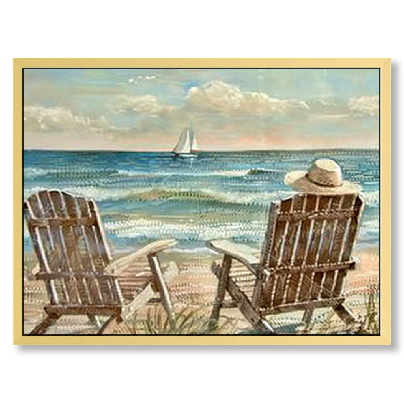 Artwork for Home Walls Beach Chair Artwork Hand Paint Heavy Texture ...