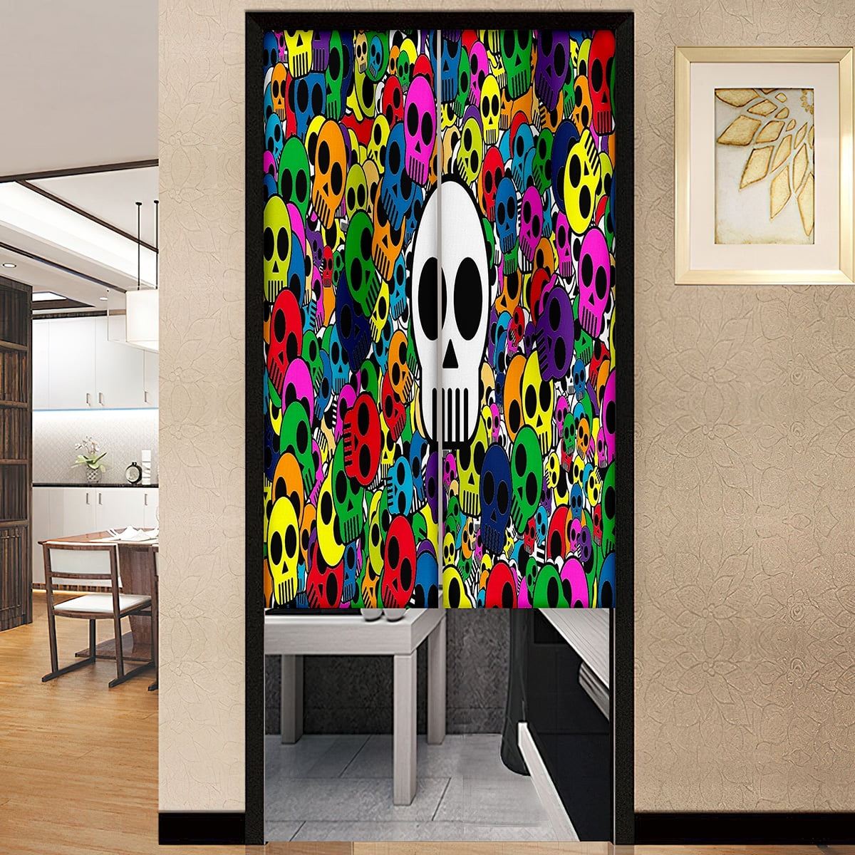 Artwork ic Horror Skull Door Curtain Scary Halloween Doorway Partition ...