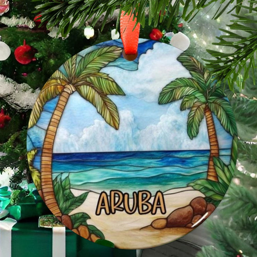 Aruba Christmas Ornament, Ceramic/Acrylic - Aruba Pacific Islands ...