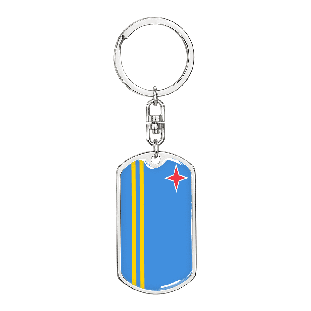 Aruba Flag Swivel Keychain Dog Tag Stainless Steel or 18k Gold ...