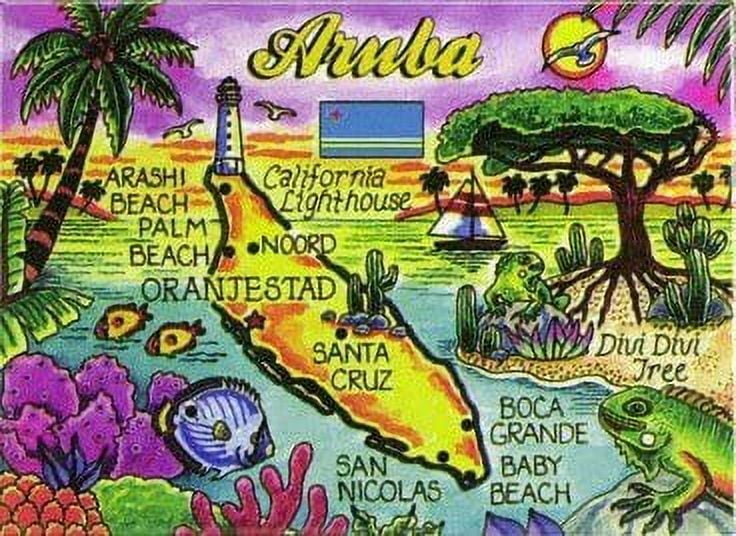 Aruba Map Caribbean Fridge Collector's Souvenir Magnet Classic Design 2 ...