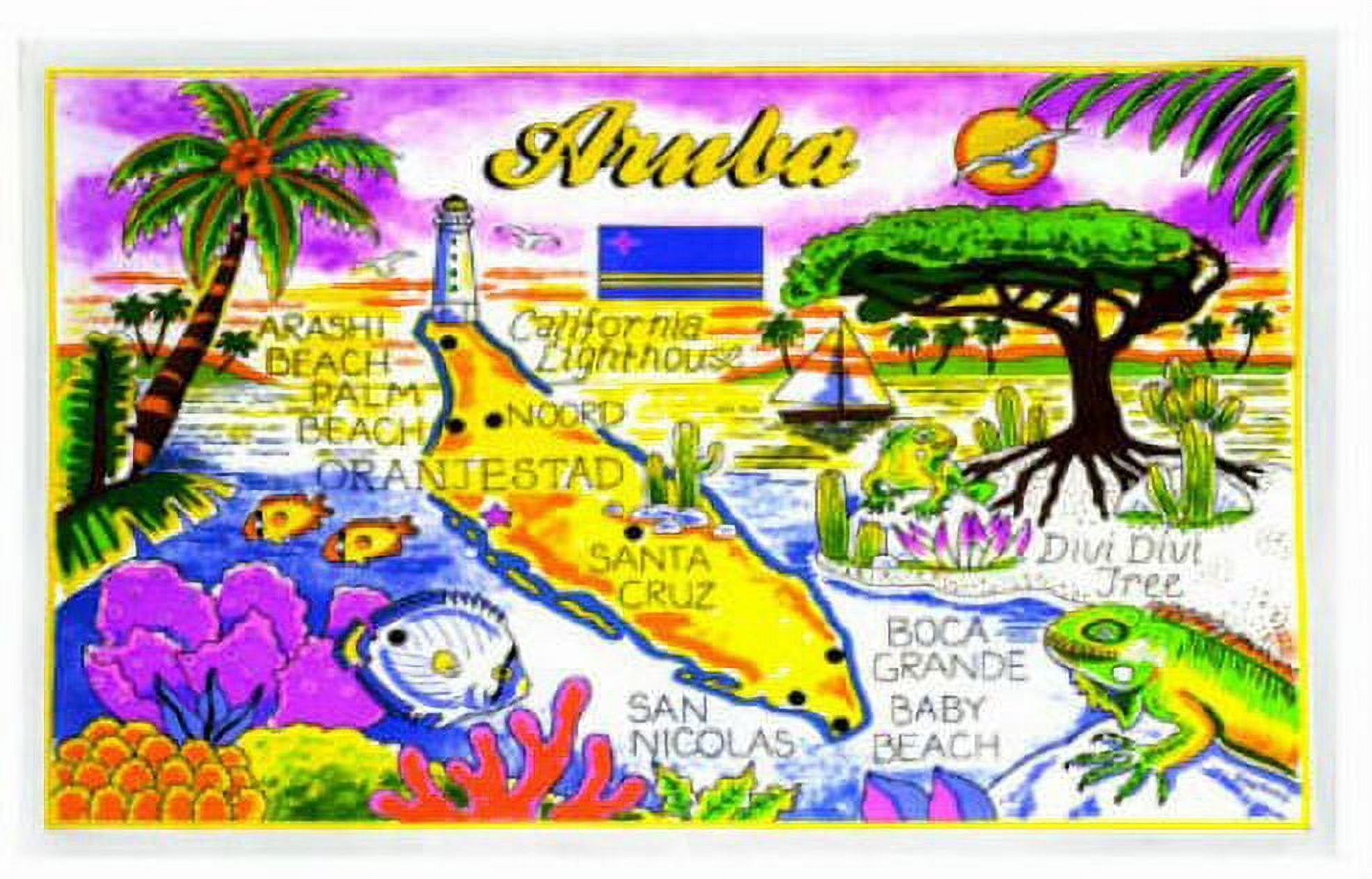 Aruba Map Cotton Tea Kitchen Towel 19" x 30" - Walmart.com