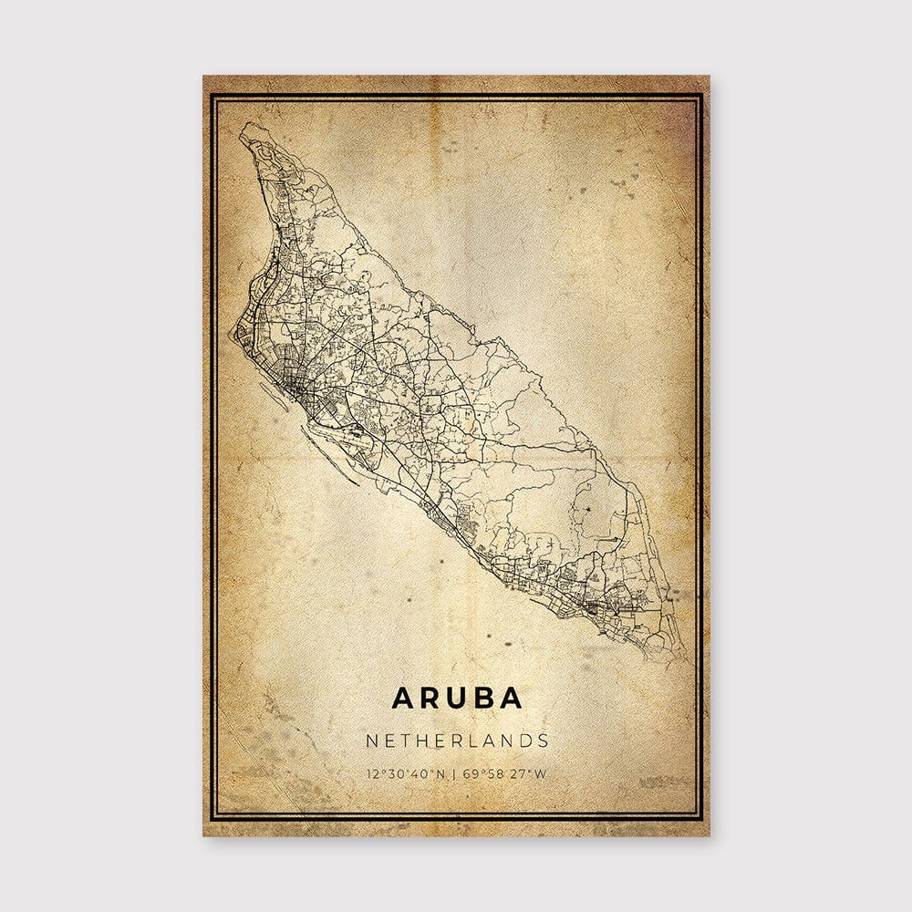 Aruba Map Print: Modern Vintage City Art Posterfor Living Room Bedroom ...