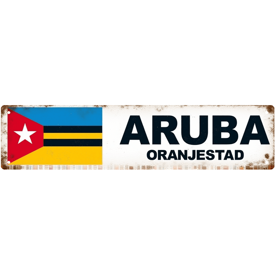 Aruba Oranjestad Tin Sign - 16x4 Inch - Ideal for Travel Room, Office ...